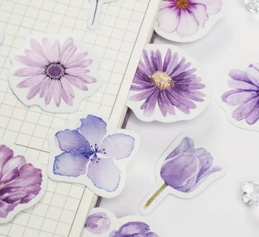 Assorted Purple Flower Stickers, Lavender Flowers, Floral Stickers ...