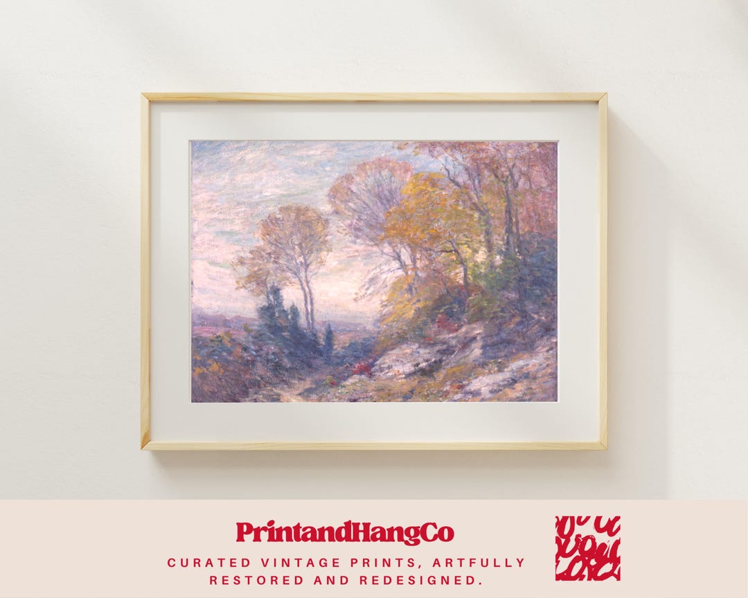 Impressionist Autumn Landscape Art Print | Pastel Forest Scene (digital ...