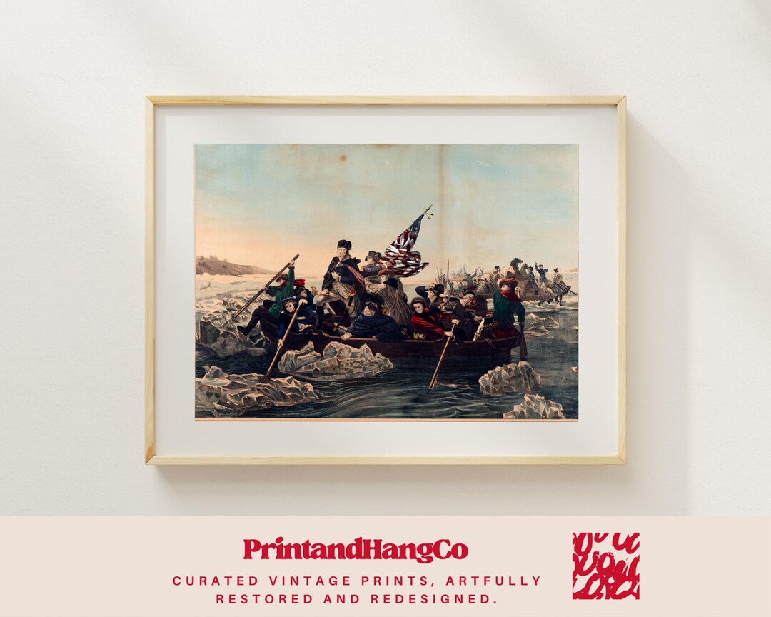 Vintage Washington Crossing the Delaware Print | Historic American ...