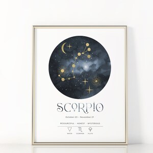 SCORPIO Printable Wall Art Zodiac Star Sign Poster Astrology - Etsy