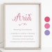 ARIA Name Meaning Printable Wall Art, Character Traits, Strengths ...