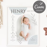 Baby Birth Metrics Cloud Design (custom Baby Birth Stats) - Digital ...