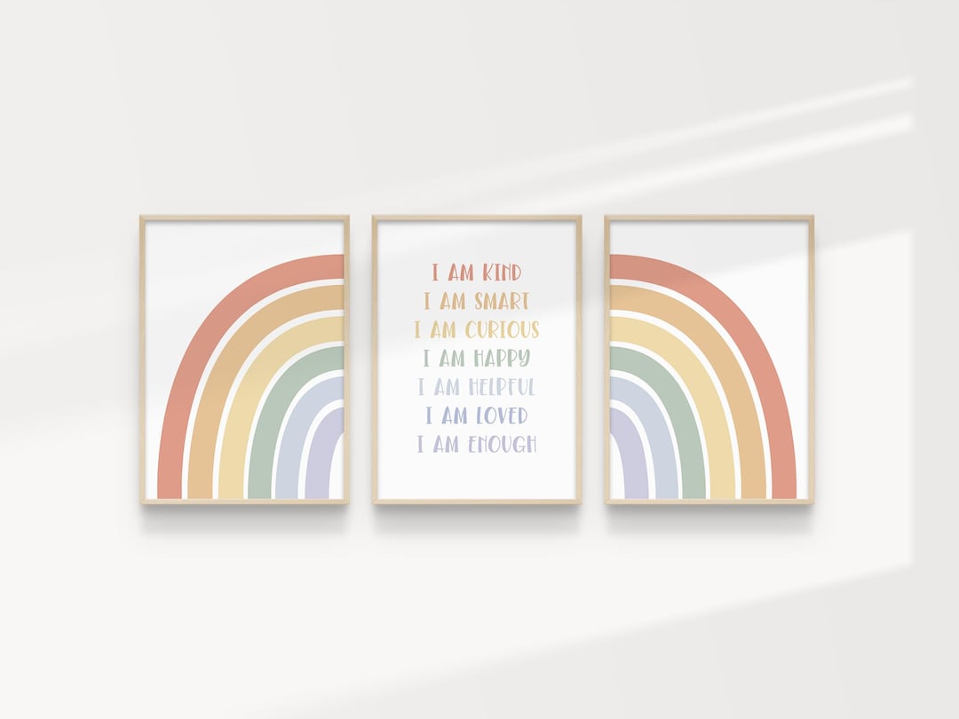 Classic Rainbow Affirmations Printable Wall Art, 3 Set, Kids Wall Art ...