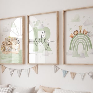 Personalised Noahs Ark Nursery Printable Wall Art Set of 3 - Etsy