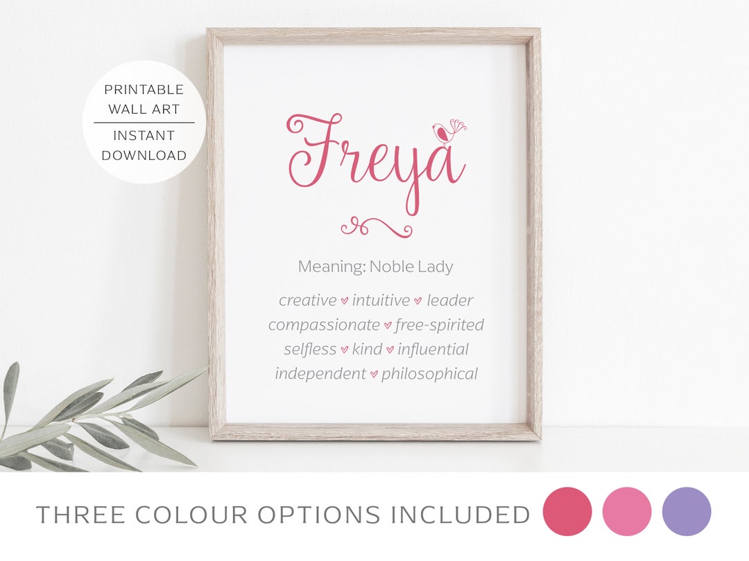 FREYA Name Meaning Printable Wall Art Character Traits - Etsy