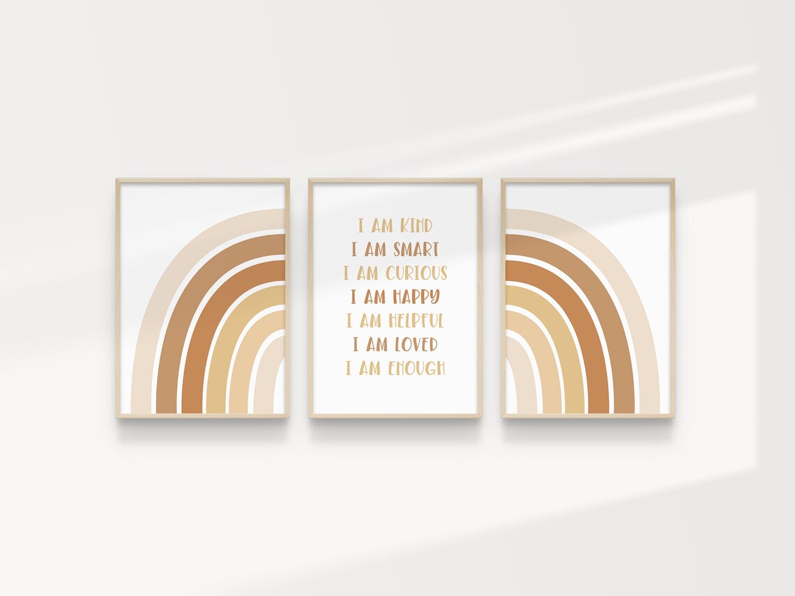 Neutral Rainbow Affirmations Printable Wall Art, 3 Set, Kids Wall Art ...