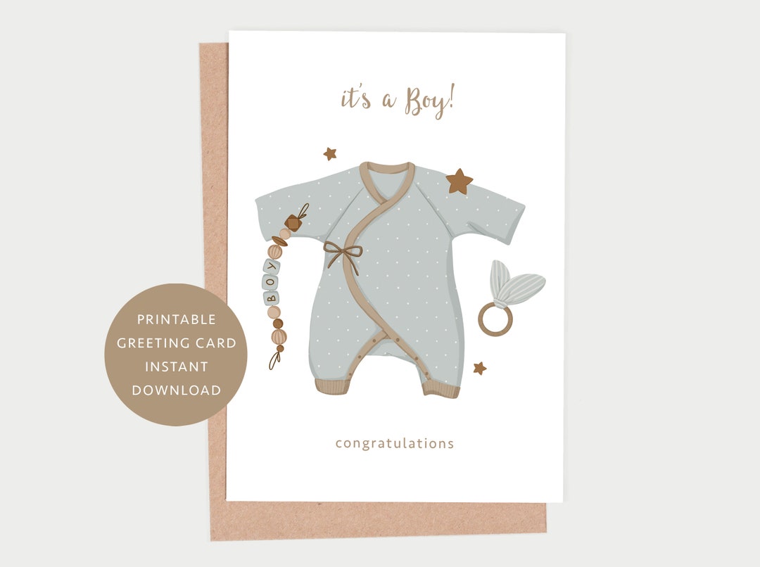PRINTABLE It's a Boy Card, Newborn Boy, Baby Boy Greeting Card, INSTANT ...