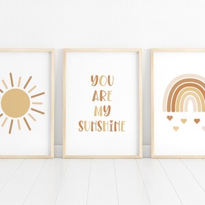 BOHO You Are My Sunshine Printable Wall Art, Set of 3, Sun Rainbow ...