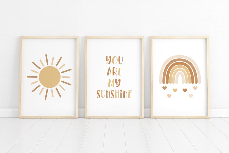 BOHO You Are My Sunshine Printable Wall Art Set of 3 Sun - Etsy