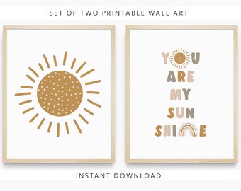 Pastel Rainbow You Are My Sunshine Printable Wall Art Sun - Etsy