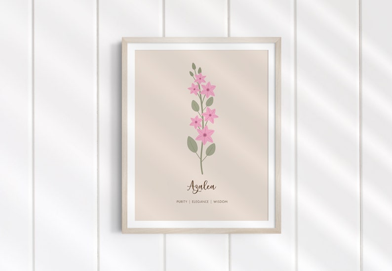 AZALEA May Birth Month Flower Printable Wall Art, Azalea Flower Meaning ...