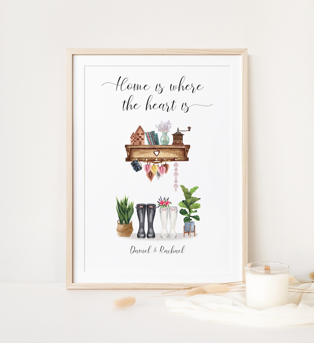 Personalised Welly Boots Couples Printable Wall Art, Custom Couples ...