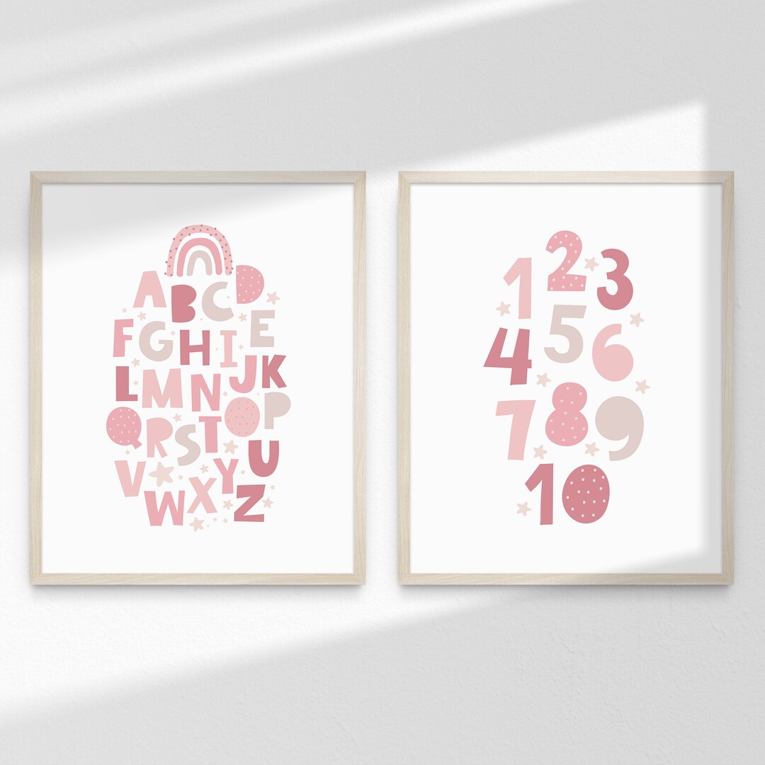 BOHO Alphabet and Numbers Printable Wall Art, Nursery Art, Set of 2 ...