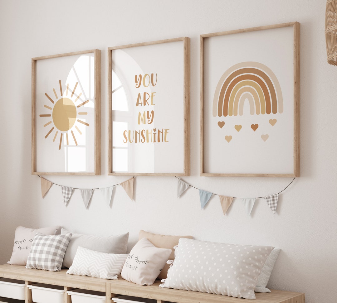 BOHO You Are My Sunshine Printable Wall Art, Set of 3, Sun Rainbow ...