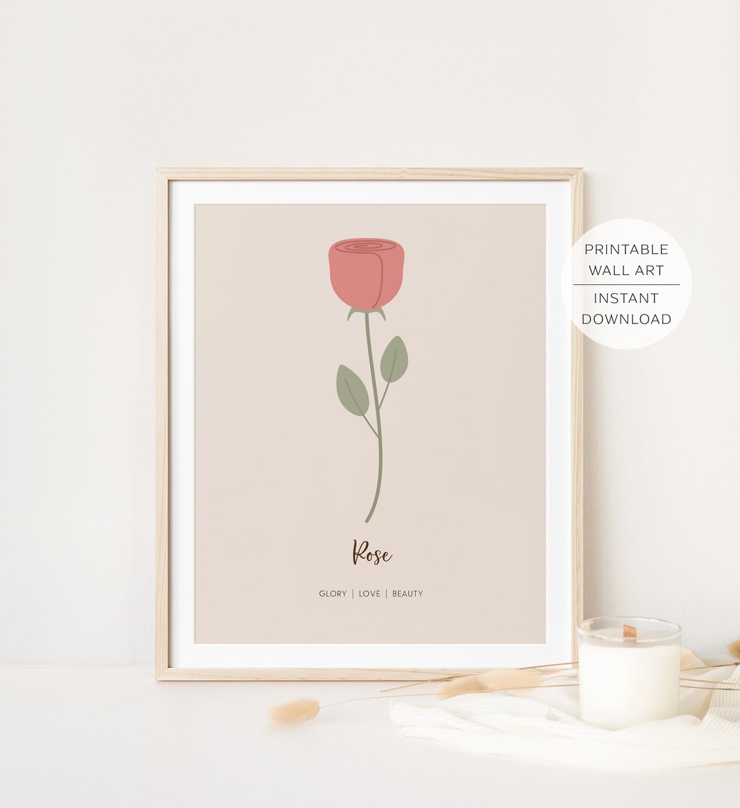 ROSE June Birth Month Flower Printable Wall Art, Rose Flower Meaning ...