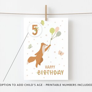 PRINTABLE Happy Birthday Card, Fox Birthday Card, Butterfly Birthday ...