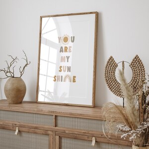 BOHO You Are My Sunshine Printable Wall Art Quote, Boho Sun Rainbow ...