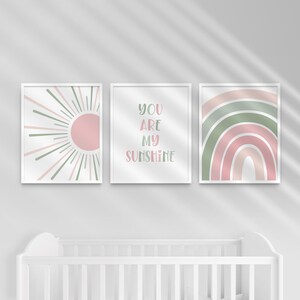 BOHO You Are My Sunshine Printable Wall Art, Nursery Art, Set of 3, Sun ...