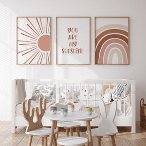 BOHO You Are My Sunshine Printable Wall Art, Nursery Art, Set of 3, Sun ...