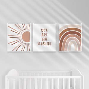 BOHO You Are My Sunshine Printable Wall Art, Nursery Art, Set of 3, Sun ...