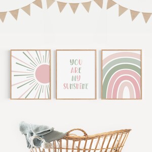 BOHO You Are My Sunshine Printable Wall Art, Nursery Art, Set of 3, Sun ...