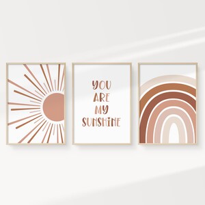 BOHO You Are My Sunshine Printable Wall Art, Nursery Art, Set of 3, Sun ...