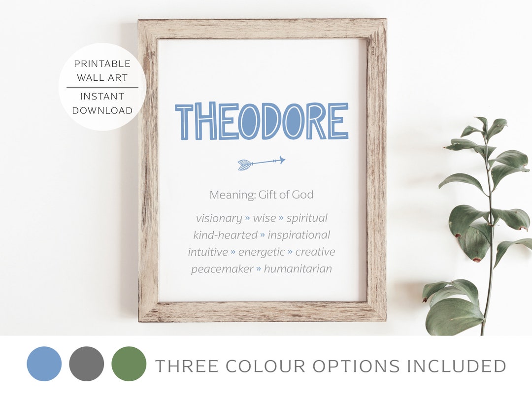 THEODORE Name Meaning Printable Wall Art Character Traits - Etsy