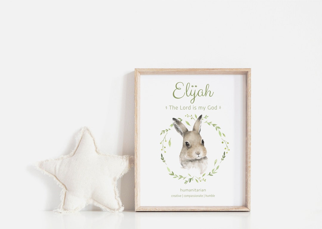 Personalised Name Meaning Printable Wall Art, Baby Woodland Animals ...