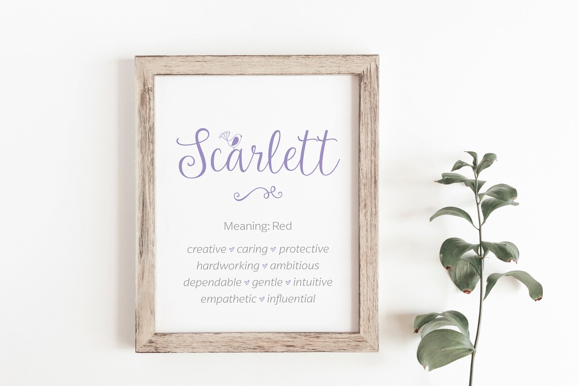 SCARLETT Name Meaning Printable Wall Art, Character Traits, Strengths ...