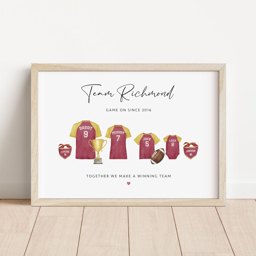 Personalised Family Team Jerseys Printable Wall Art | Family Team Print ...