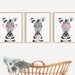 Black and White Pink ZEBRA Printable Wall Art Set of 3, Quirky Kids Art ...