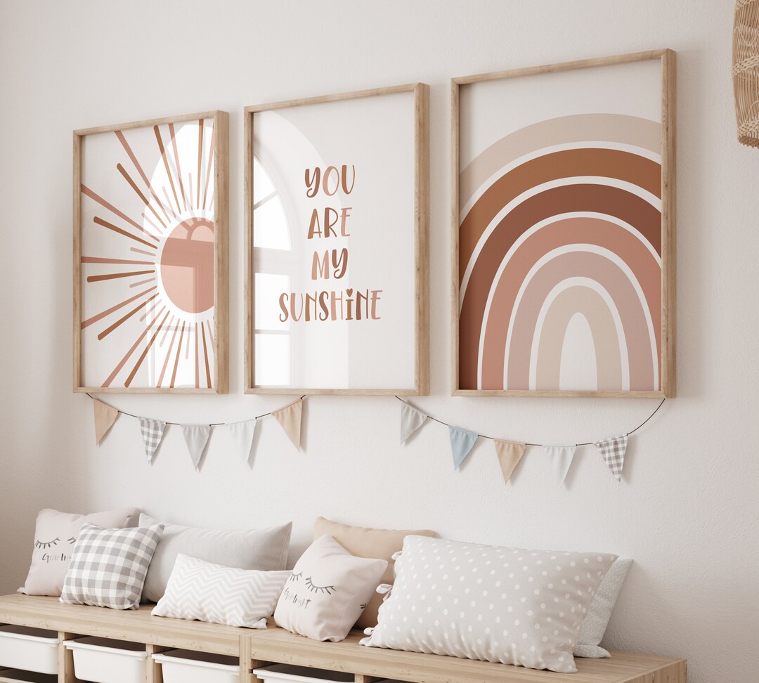 BOHO You Are My Sunshine Printable Wall Art, Nursery Art, Set of 3, Sun ...