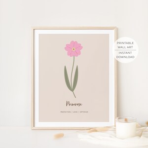 PRIMROSE February Birth Month Flower Printable Wall Art, Primrose ...