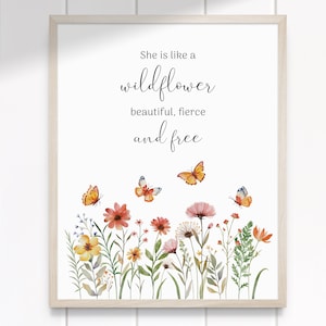 Colourful Wildflowers Quote Printable Wall Art, She is Like a ...