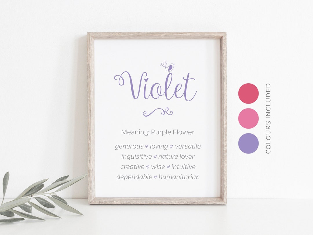 VIOLET Name Meaning Printable Wall Art, Character Traits, Strengths ...