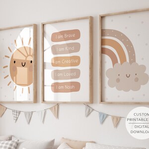 Personalised BOHO Affirmations Printable Wall Art, Name Print, Set of 3 ...