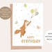 PRINTABLE Happy Birthday Card, Fox Birthday Card, Butterfly Birthday ...