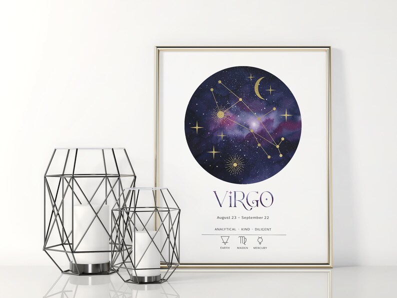 Virgo Star Sign Art Printable, Zodiac Constellation Poster | Instant ...