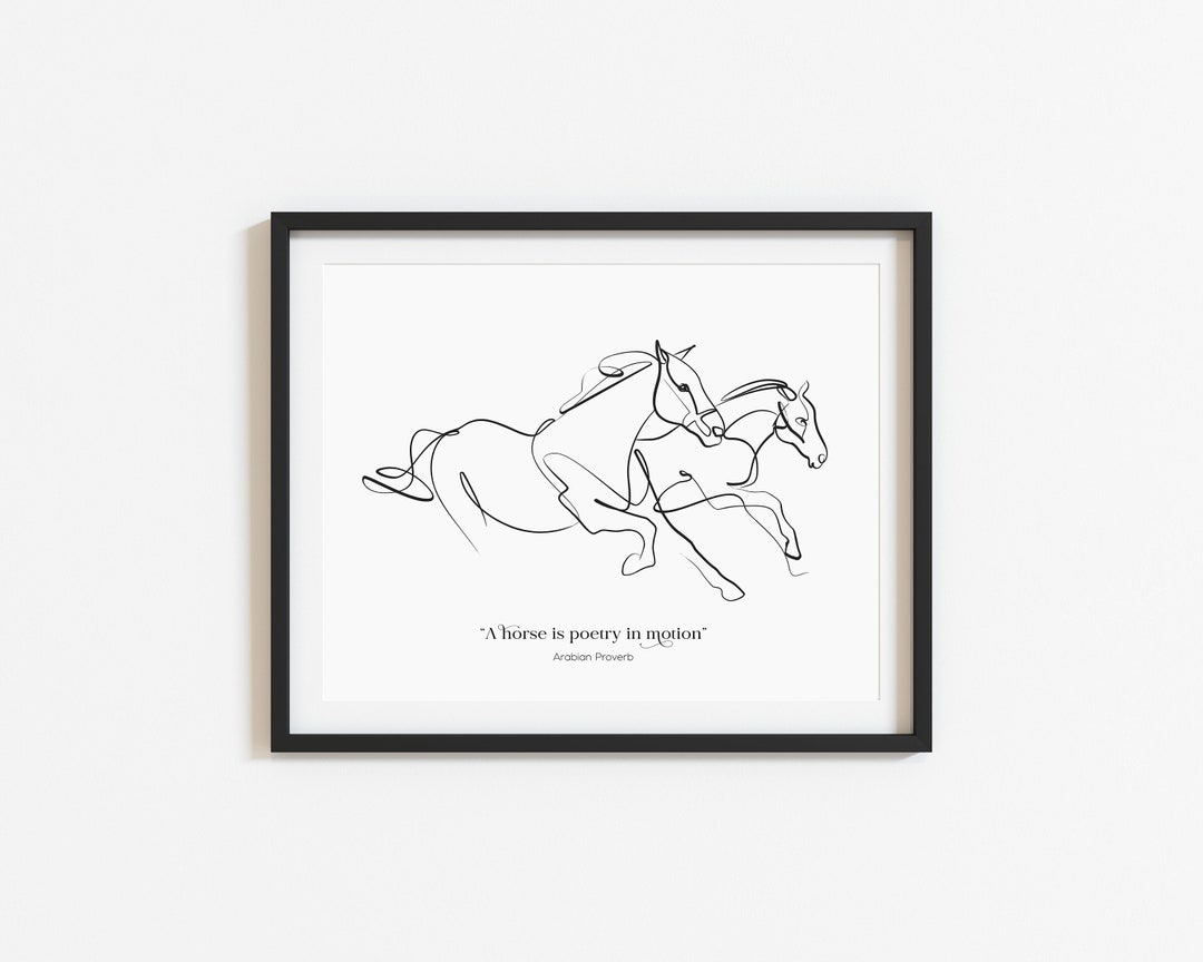 Galloping Horses Line Art With Quote: Printable Wall Art (instant ...
