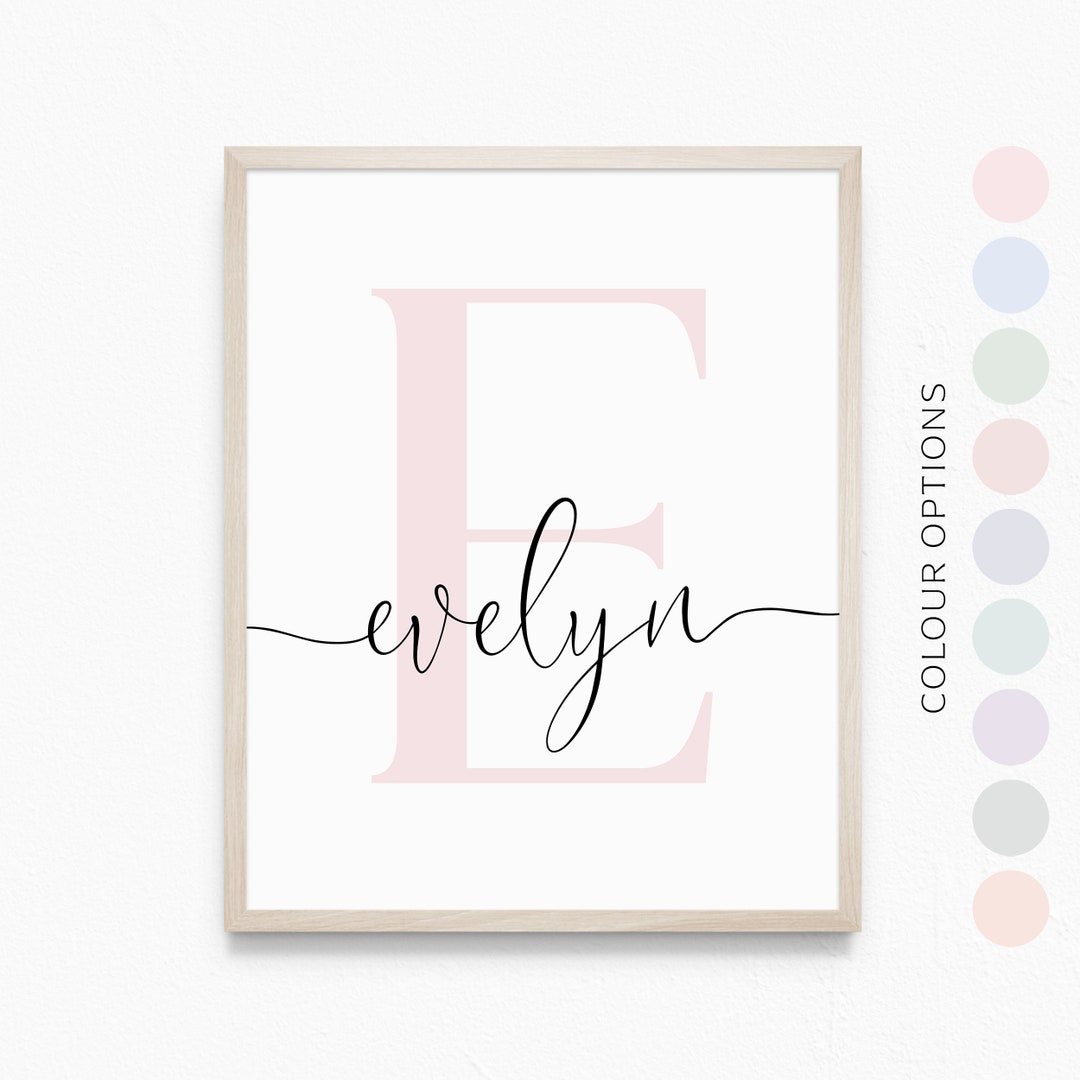 MODERN Personalised Letter NAME Printable Wall Art Girls Room Decor ...