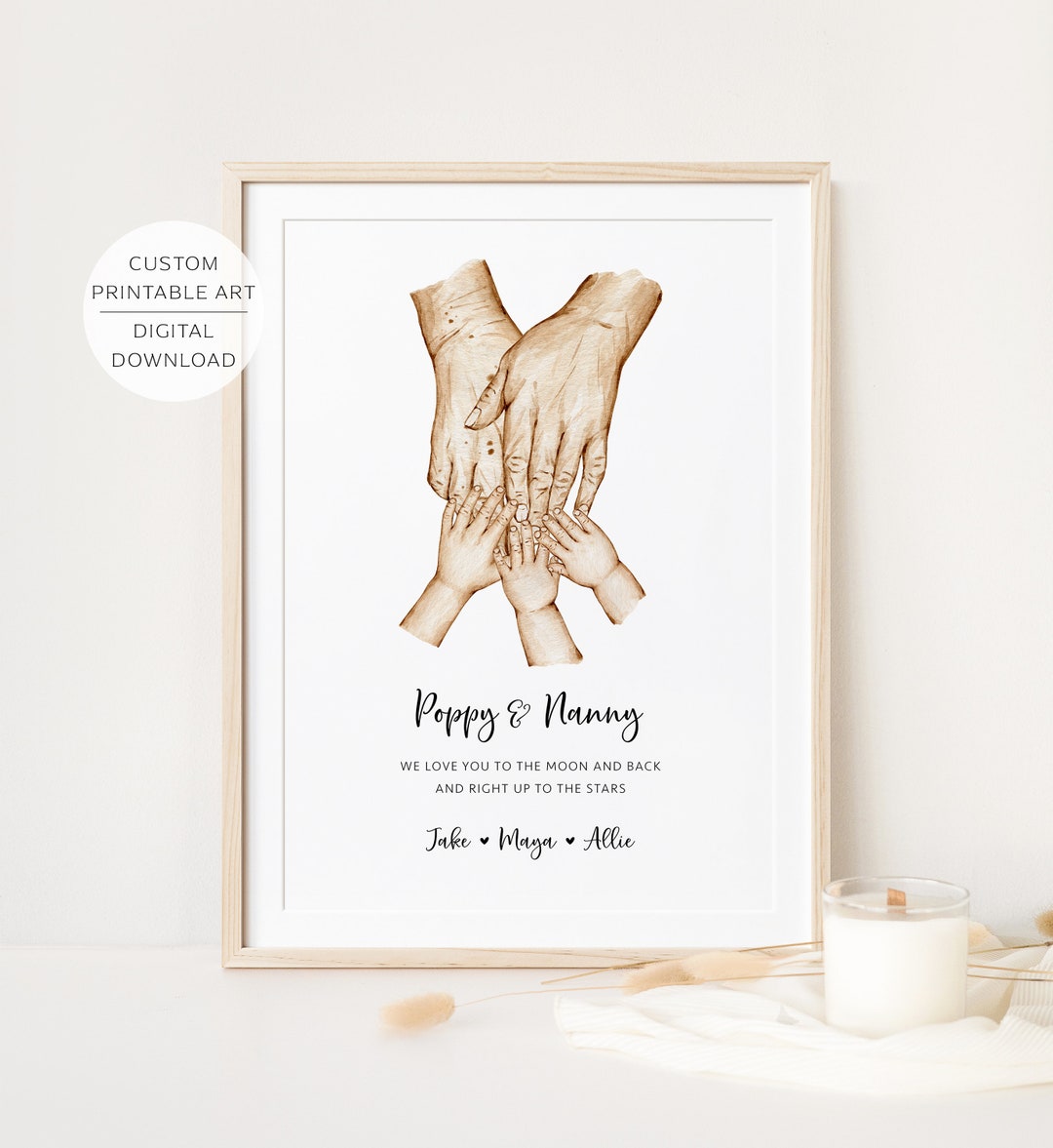 Personalised Grandparents & Grandchildren Hands Printable Wall - Etsy ...