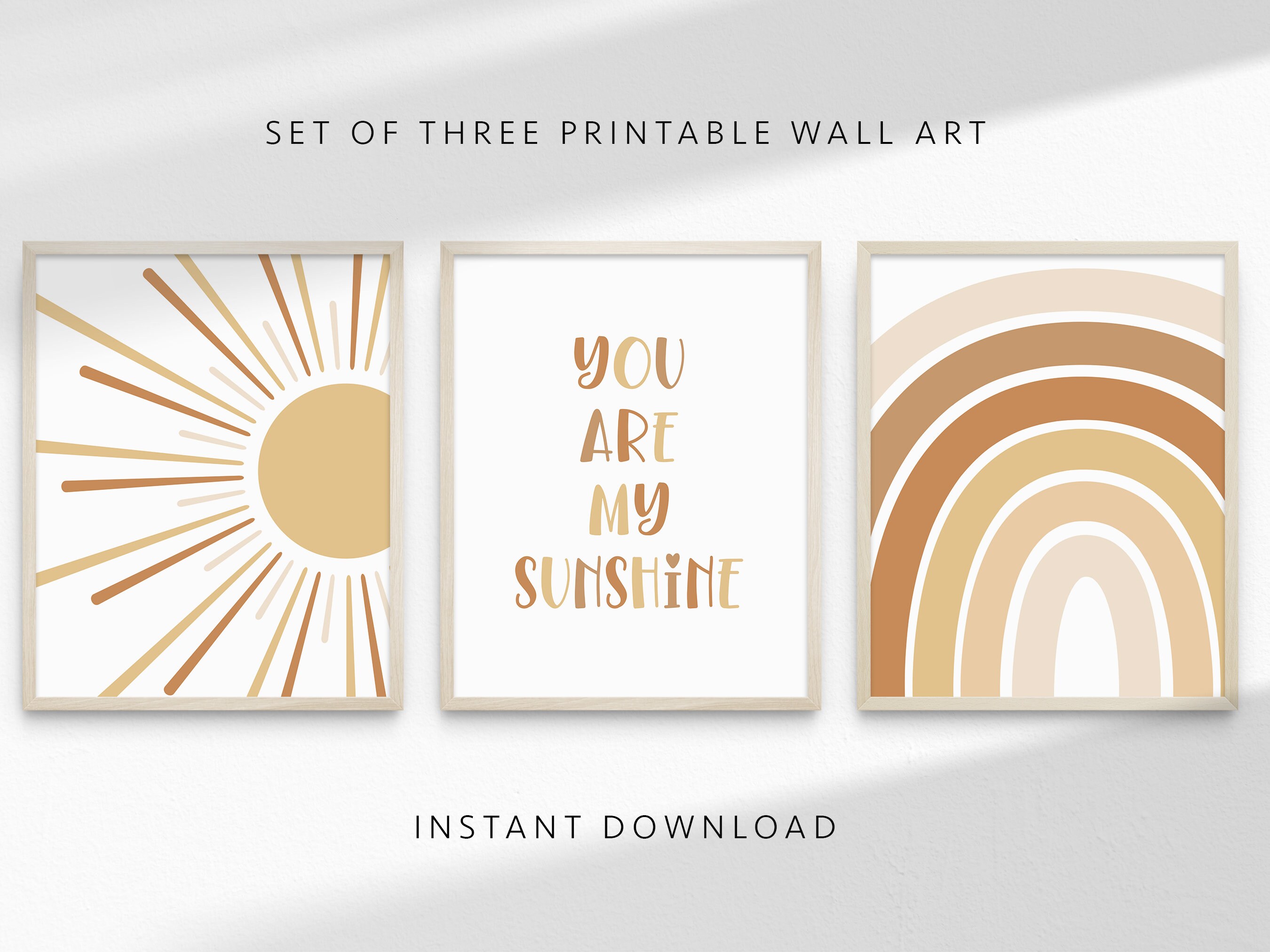 BOHO You Are My Sunshine Printable Wall Art Nursery Art Set - Etsy UK