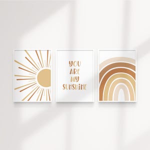 BOHO You Are My Sunshine Printable Wall Art, Nursery Art, Set of 3, Sun ...