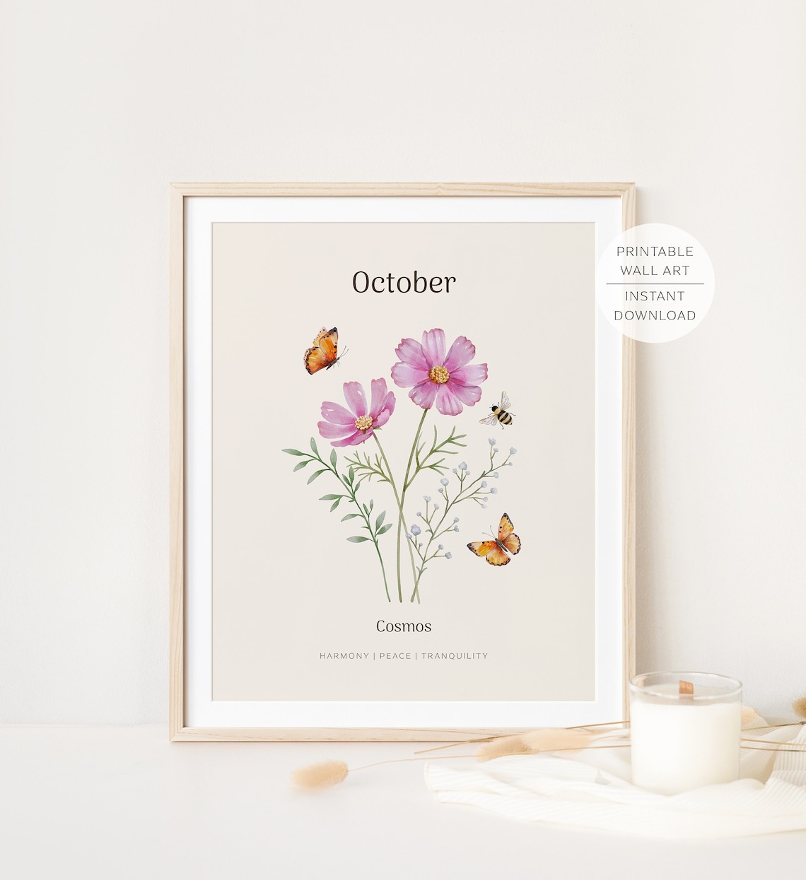 COSMOS October Birth Month Flower Printable Wall Art Cosmos - Etsy