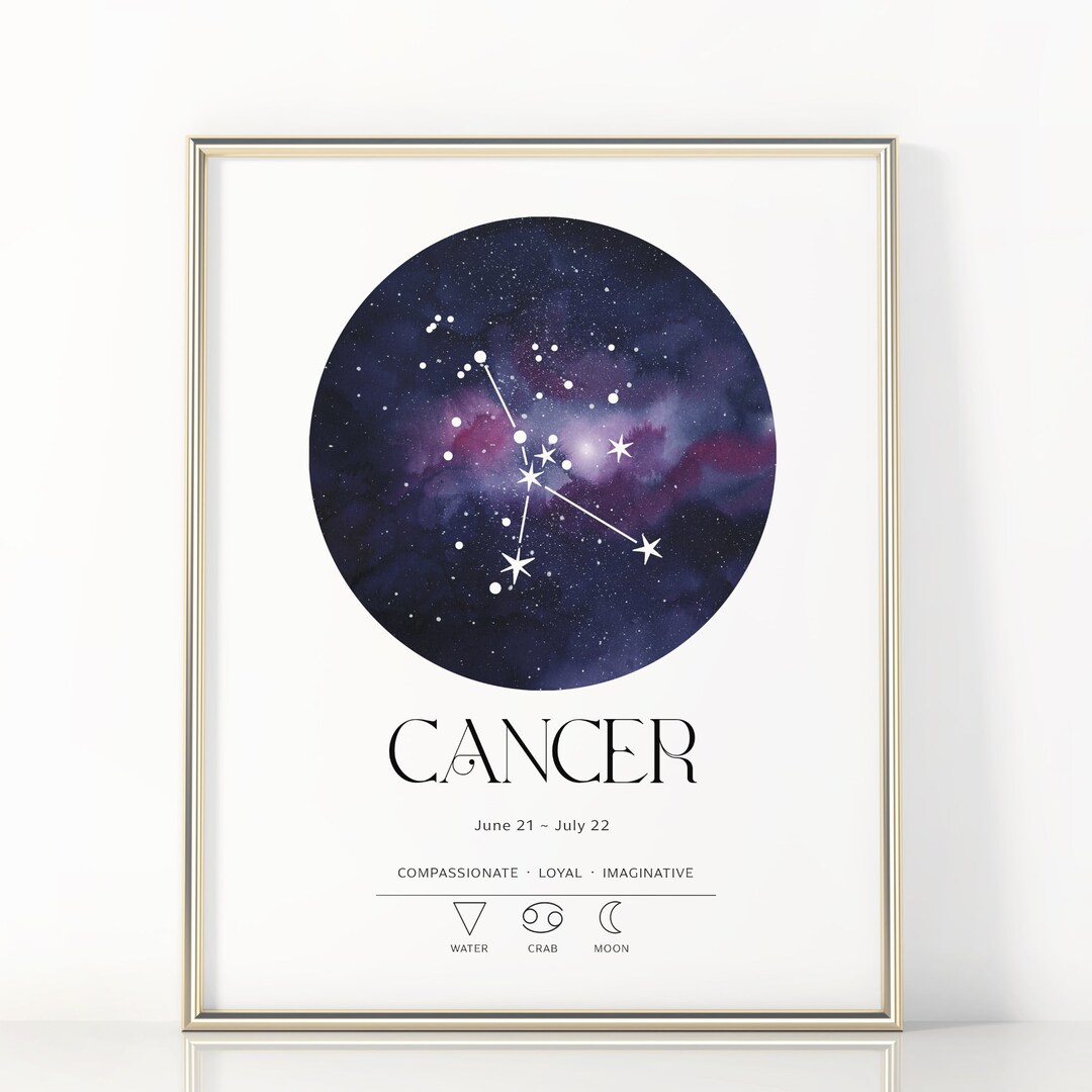 CANCER Printable Wall Art, Zodiac Star Sign Poster, Astrology ...