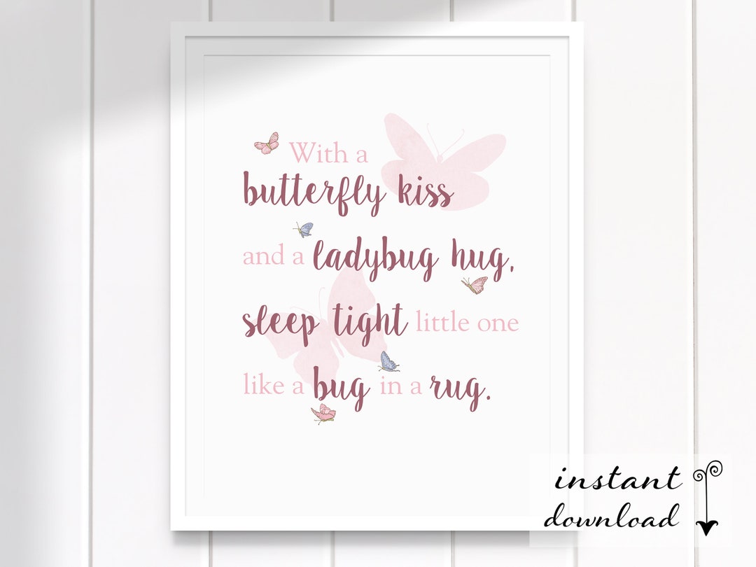 With a Butterfly Kiss and a Ladybug Hug Printable Quote Kids - Etsy