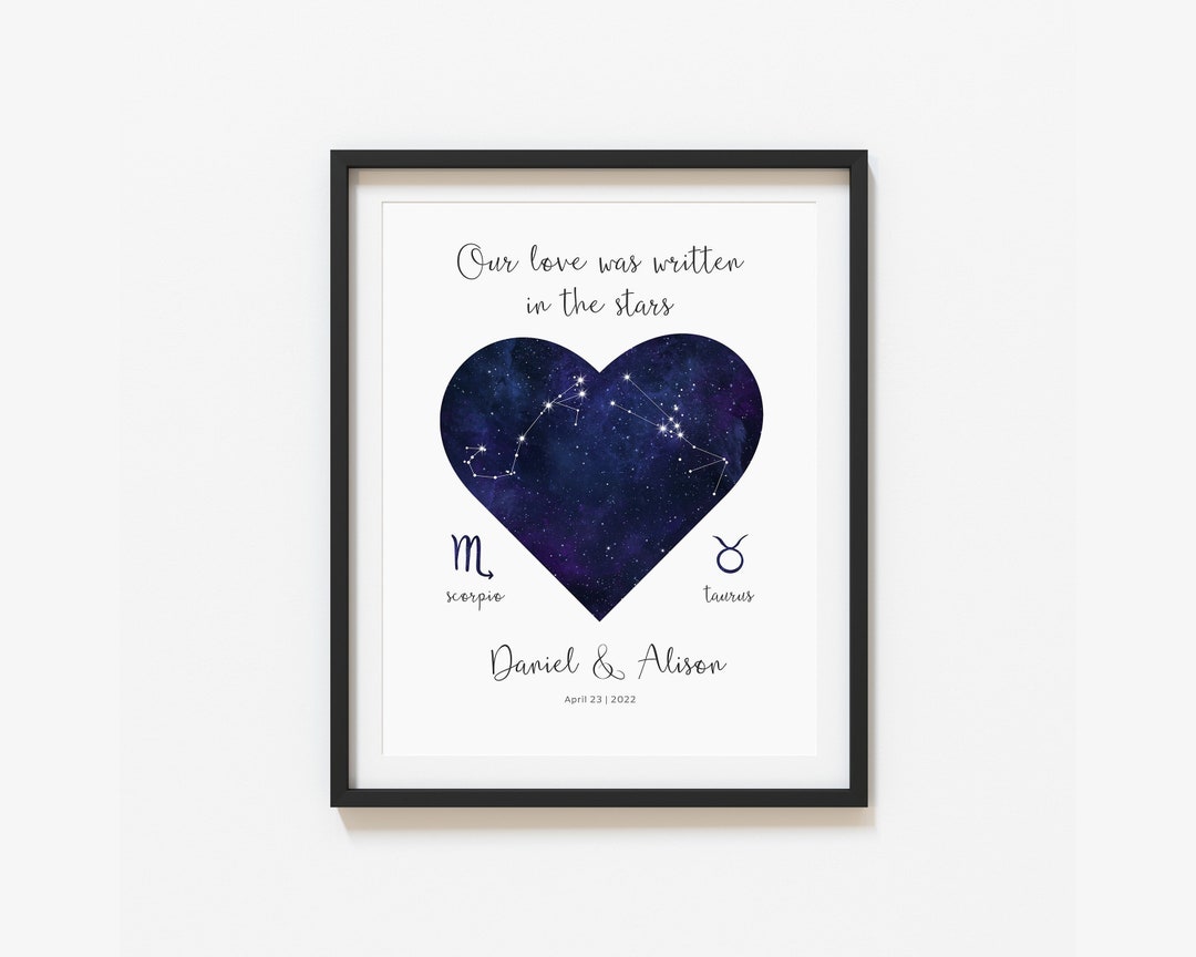 COUPLES Star Sign Constellations Personalised ZODIAC - Etsy