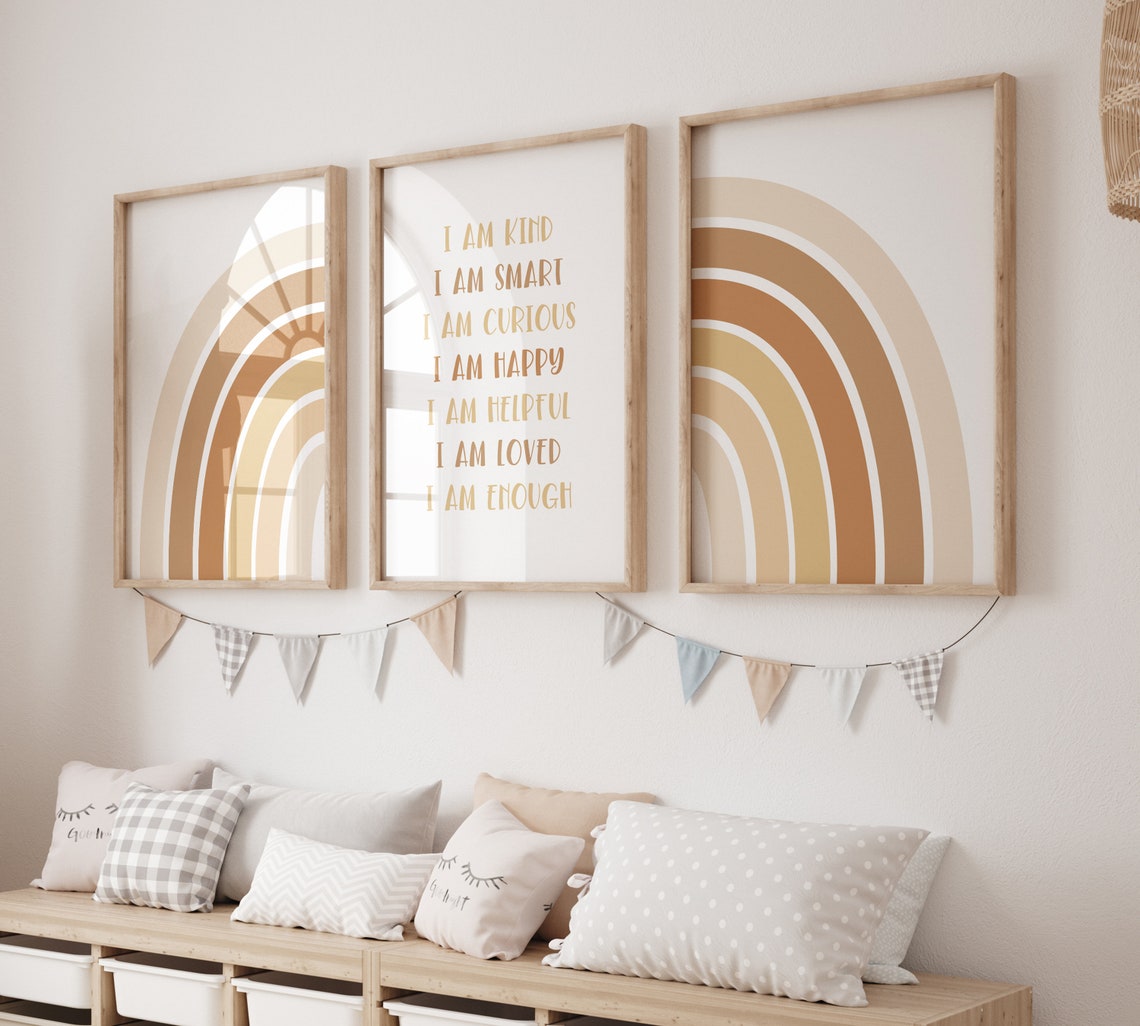 Neutral Rainbow Affirmations Printable Wall Art, 3 Set, Kids Wall Art ...