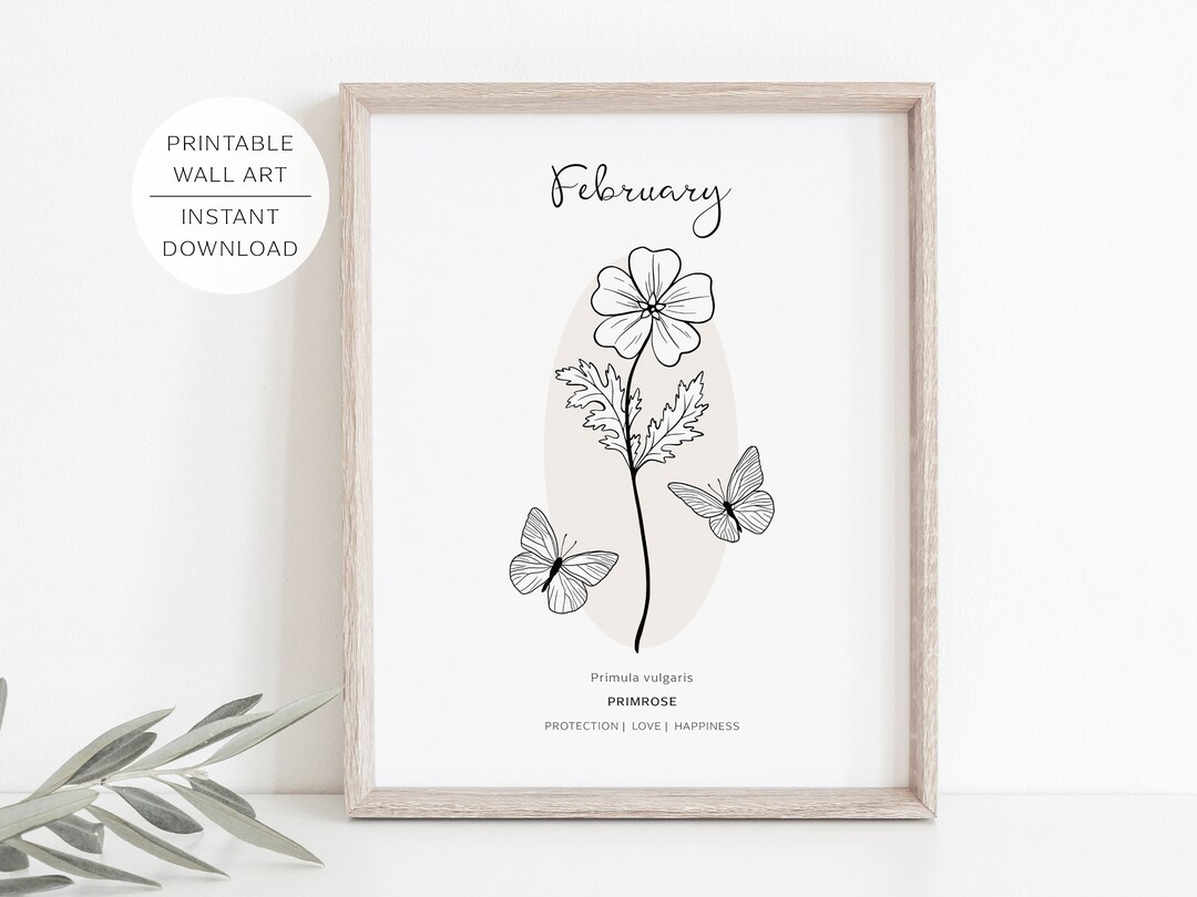 February Birth Flower PRIMROSE Printable Wall Art | Primrose Flower ...