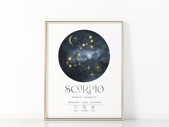 SCORPIO Printable Wall Art Zodiac Star Sign Poster Astrology - Etsy